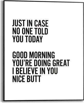 Reinders Gerahmtes Bild, Nice Butt, Hobbyraum, Poster, Wanddeko, Room Decor, MDF, Schwarz-Wei&szlig;, 50 x 40cm