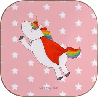 Mr. & Mrs. Panda Tischuntersetzer Einhorn Super - Geschenk, Superheld, gl&auml;seruntersetzer, Untersetzer Gl&auml;ser, Unicorn, f&uuml;r, Einh&ouml;rner, Holzuntersetzer, Coaster, Held, 