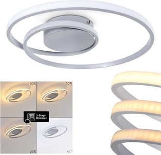 HOFSTEIN LED Deckenleuchte Leksund, dimmbare Deckenlampe aus Metall in Silber/Weiß, max. 24 Watt, 2200 Lumen, Lichtfarbe 3000 Kelvin (warmweiß), dimmbar über L