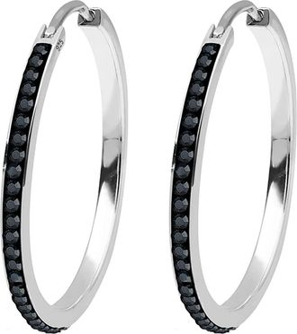 Elli Ohrringe Damen Klassisch Creolen mit Kristalle Schwarz in 925 Sterling Silber