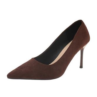 Generic Escarpins &agrave; talons hauts en velours pour femme - Bout pointu - Classique - Pour le bureau et le mariage, marron, 40.5 EU