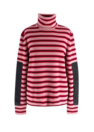Moncler Pink Striped High Neck Wool Jumper Size L