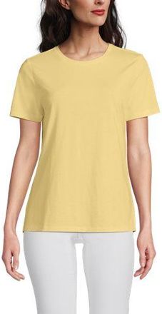 Lands End Supima Kurzarm-Shirt mit rundem Ausschnitt, Damen, Gr&ouml;&szlig;e:48-50 regular, Gelb, Baumwolle, by Lands End