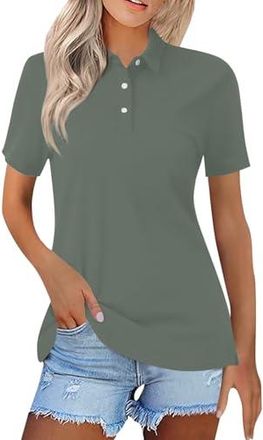 Generic Femme Tee Shirt Coton D&eacute;contract&eacute;e Chic Tshirt Tops Manches Courtes D&eacute;t&eacute; Lache Basique T-Shirt Sport Blanc &Agrave; Col en V Hauts Tunique Manche Courtes Occ