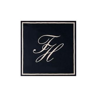 Tommy Hilfiger Tommy Script Silk Scarf Aw0Aw18223 &Eacute;charpe l&eacute;g&egrave;re, Blue (Space Blue/Soft Cream), Taille Unique Femme