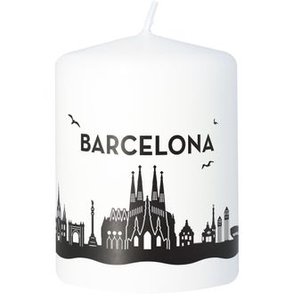 Goodtimes Stumpenkerze Barcelona Skyline (Wei&szlig;)