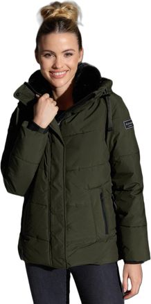 Navahoo Damen Winterjacke Winter Jacke gesteppt mit Teddyfell-Kragen Steppjacke B980 [B980-Sagja-Dark-Olive-Gr.XXL]