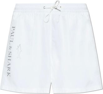 Paul & Shark Homme, Maillots de bain, Blanc, Taille: 2XL Logo Swim Shorts
