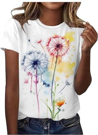 Generic T-shirt Femme Col V T-shirt Femme avec Imprim&eacute; Col Rond Confortable Comme Basique &agrave; Manches Courtes Pour Le Style Quotidien Simple T-shirt Noir T-shir