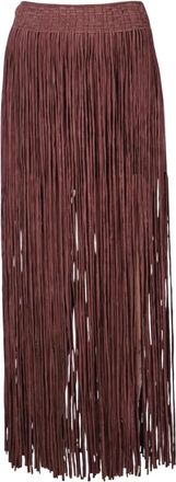 Alysi Langer Rock mit Fransen - - Skirts - Damen - Braun - XS
