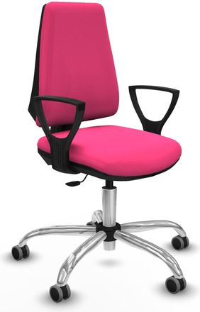 Piqueras y Crespo Computerstuhl Rosa Elche mit festen Armlehnen, ausgestattet mit grundlegendem Permanentkontakt und Schneidschaum, mit 65 mm Rollen, Parkett, Rosa