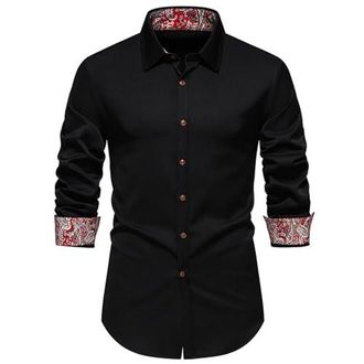 Generic Chemise d&eacute;contract&eacute;e &agrave; manches longues pour homme, Noir, XXL