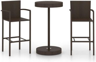 vidaXL 3-tlg. Gartenbar-Set Poly Rattan Braun - Vidaxl