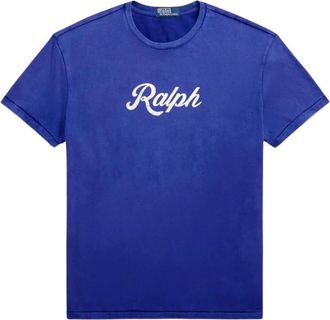 Polo Ralph Lauren Homme, Tops, Bleu, Taille: XL T-shirt en coton avec logo Script