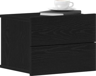 Generic Nachttisch 2 Schubladen Schwebend(1 oder 2 pcs), Nachtschrank, Nachtkommode, Nachtkonsole, Wandschublade, 40x30x30cm, Holzwerkstoff(Wei&szlig;) (Schwarze Ei