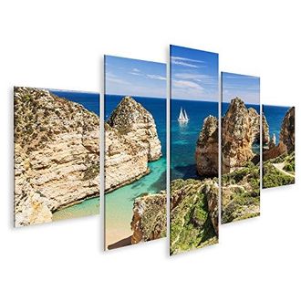 Islandburner Tableau sur Toile Belle Plage Ville de Lagos R&eacute;gion Algarve Portugal Belle Baie Cadre Affiche Poster Murale Tableaux