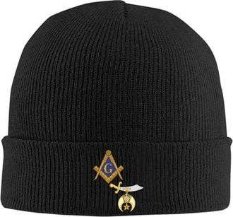 Generic Mason Shriner Split Masonic Shrine Noble Unisex Skull Cap Léger Bonnets Hiver Classique Watch Cap pour Toutes Les Saisons Course À Pied Jogging