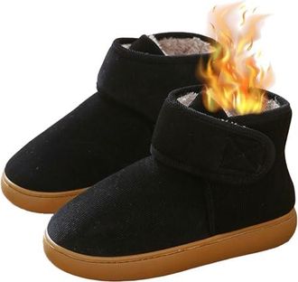 Generic Bottes Hiver Femme Homme Chaussons Chaud Fourrure Doublure Confort Bottines de Neige Fermeture Chaussures Ext&eacute;rieur Antid&eacute;rapant Women Black 37