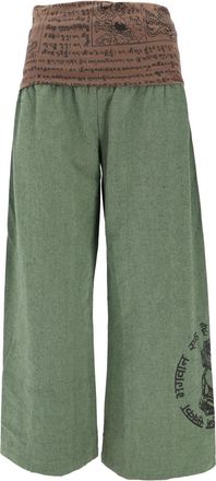 Guru Shop Weite Marlenehose, Buddha Wellnesshose, Yogahose, Boho Hose mit Breitem Bund - Olive, Damen, Baumwolle, Size:XL