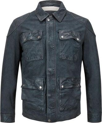 Milestone Lederjacke MSLennard aus Lammnubuk in Fieldjacket-Optik in