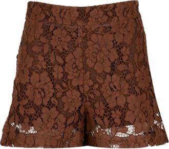 Federica Tosi Femme, Shorts, Brun, Taille: 34 FR Shorts Taille Haute en Dentelle