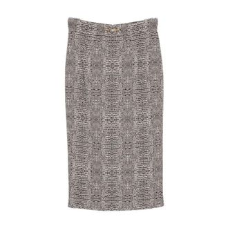 Elisabetta Franchi Rock in Viskosegewebe mit Python-Print - - Skirts - Damen - Schwarzk - L