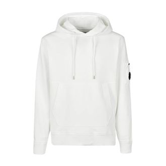 C.P. Company Wei&szlig;e Baumwoll-Fleece-Kapuzenjacke mit K&auml;ngurutasche - - Sweatshirts & Hoodies - Herren - Wei&szlig; - L