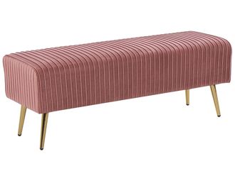 Beliani Bank Sitzhocker aus Samtstoff in Rosa Elegantes Design Paterson