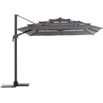 Hesperide Hesperide - Parasol droit 4x3 m en aluminium - Multi-toiles ol&eacute;fine anthracite - Hauteur 272 cm - M&eacute;canisme de manivelle pour inclinaison