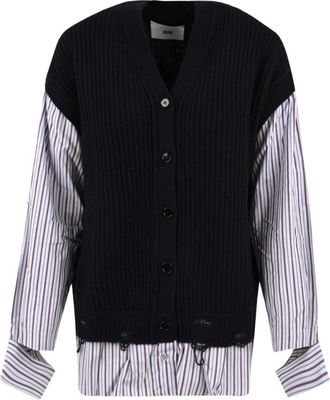 SOLOTRE Cardigan im englischen Rippstrick mit B&uuml;ndchen - - Knitwear - Damen - Schwarzk - S