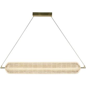 Searchlight Capsule Suspension Led Convertible Horizontal-vertical m&eacute;tal laiton Satin&eacute;, diffuseur acrylique 45w 6000lm 3000k Longueur108cm Haut 1m50