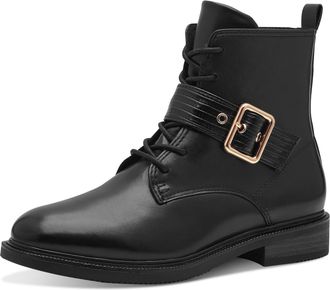 Marco Tozzi Damen Stiefeletten zum Schnüren mit Lederanteil Elegant, Schwarz (Black/Gold), 40 EU