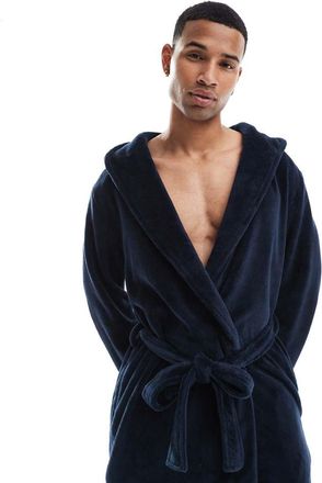 Urban Threads Fleece-Bademantel in Marineblau