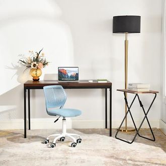 Furniture R Kinder Beistelltisch 120x70 cm | Spieltisch mit abgerundeten Ecken | MDF & Metall in Dunkelbraun