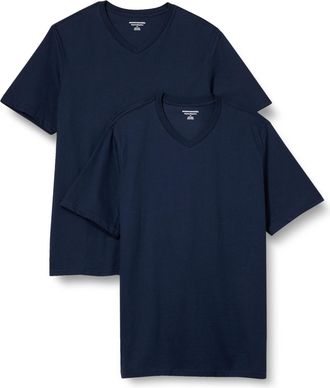 Amazon Essentials Herren T-Shirt Regular-Fit Kurzarm V-Ausschnitt (erh&auml;ltlich in Big & Tall), 2er Pack, Navy, 5X-Large Big