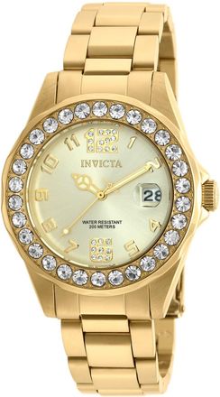 Invicta Pro Diver 21397 Damenarmbanduhr - Quartz Bewegung - Edelstahl mit Goldenem Zifferblatt - 38 mm