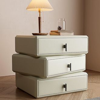 Generic Moderner Nachttisch, Nachttisch Aus Holz Mit 3 Drehbaren Schubladen Und Griff, Schr&auml;G Geschnittene Ecke for Tischlampen, B&uuml;Cher, Dekorationen