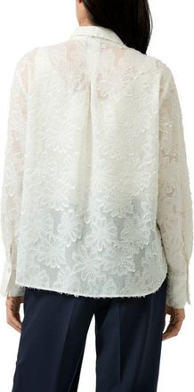 s.Oliver Black Label Langarmbluse mit Bl&uuml;ten-Appllikationen, transparent