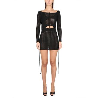 ADĀMO Andrea Adamo Geripptes Mini-Strickkleid - - Dresses - Damen - Schwarzk - S