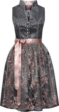 Alpenmärchen Midi Dirndl aus Exklusiver Kollektion inkl. Spitzenschürze Gr.34 - ALM663