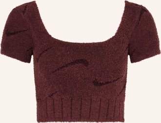 Nike Cropped-Shirt Sportswear Phoenix Cozy Boucl&eacute; rot
