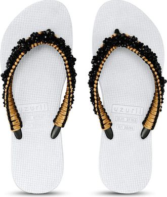 UZURII Slipper & Pantoletten - Zehentrenner Macrame Lizzy - Gr. 37_38 - in Wei&szlig; - f&uuml;r Damen