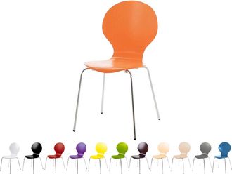 M&ouml;belando Stapelstuhl Bistrostuhl Stuhl Esszimmerstuhl K&uuml;chenstuhl Design Metall Holz stapelbar sehr belastbar Marcus (Orange)