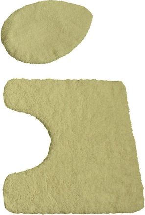 Kinzler J-10052/424 Mikrofaser Bademattenset 2-teilig = WC-Deckelbezug 47x50 cm + Vorleger mit Ausschnitt 50x55 cm, kiwi