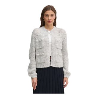 Oui Strickjacke mit Taschenbesatz - - Knitwear - Damen - Grau - M
