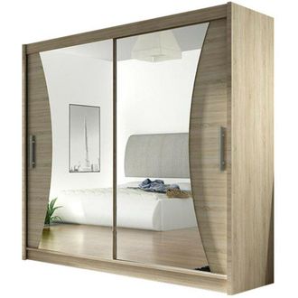 Mirjan24 Mobilier1 - Armoire Closico 124, Sonoma ch&ecirc;ne, 215x180x57cm, Portes darmoire: Coulissantes, Nombre d&eacute;tag&egrave;res: 0