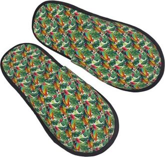 Generic Fourrure Pantoufles Feuilles De Fleurs Tropicales Perroquet Peluche Slippers Lavables Chaussons Invit&eacute;s Pour Invit&eacute; Femmes Spa M