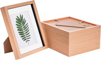 Nicola Spring 3D-Box Fotorahmen - 8 X 10 mit 5 X 7 Halterung - Helles Holz/Weiß - Pack Von 5