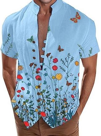 Generic Chemise Homme Mariage - Chemise à Manches Courtes pour Hommes avec Impression numérique 3D et à Boucle Homme Fitness Gala Confortable