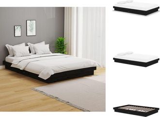 vidaXL Massivholzbett Schwarz 120x190 cm - Holzbett - Massivholzbette - Doppelbett - Kiefernbett - Schwarzes Bett